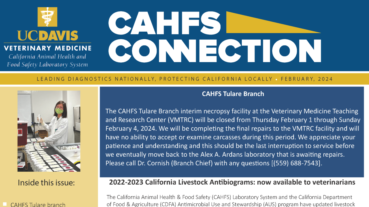 CAHFS Connection February 2024 | California Animal Health & Food Safety ...